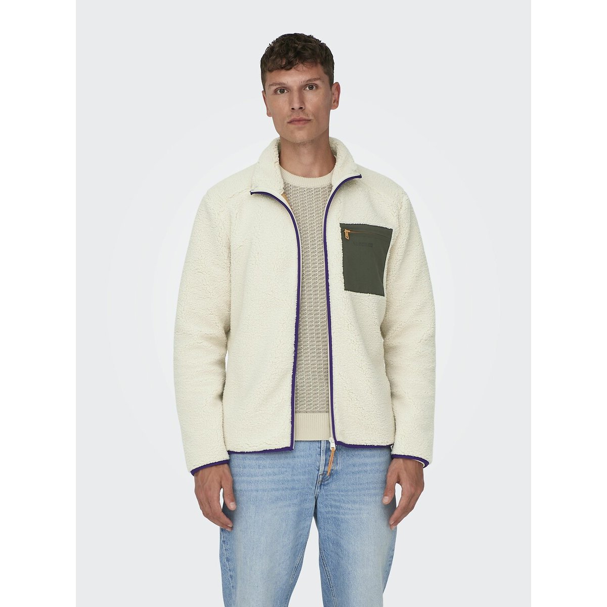 Fleece Zip-Up Jacket with Breast Pocket Rewards - Monetha