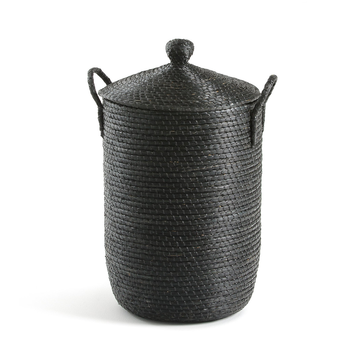 Honoka woven straw basket with lid black Am.Pm La Redoute