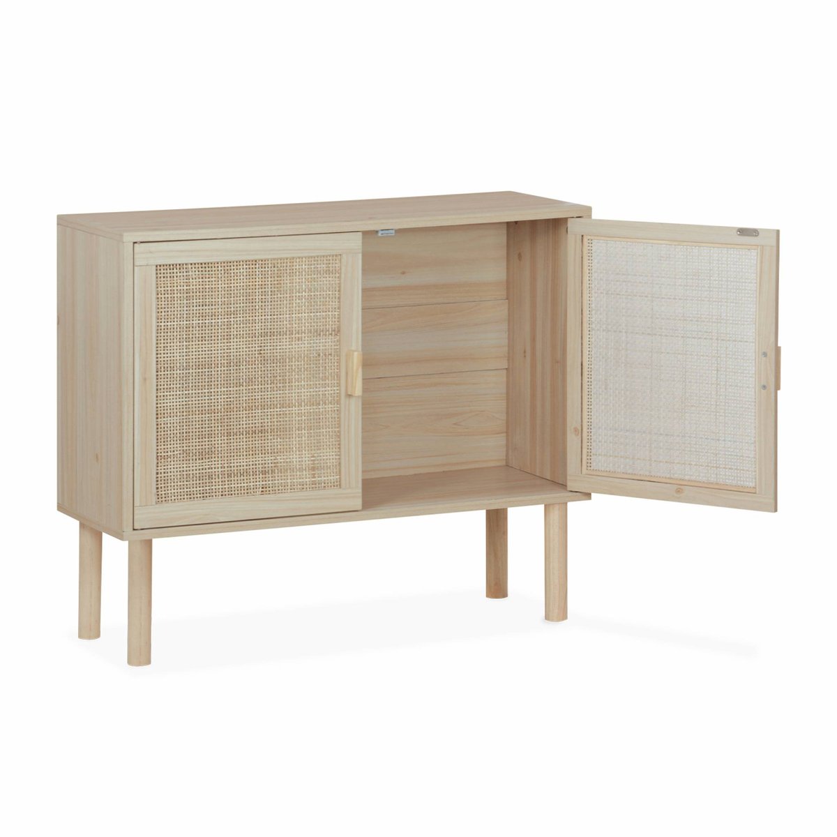 Buffet décor bois et cannage 2 portes 80cm camargue Couleur naturel ...