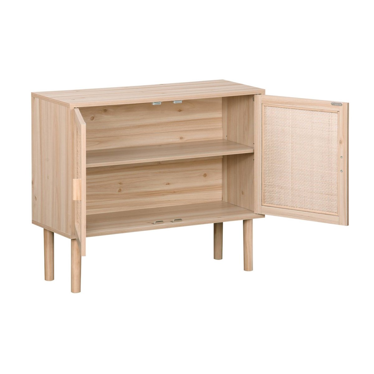 Buffet décor bois et cannage 2 portes 80cm camargue Couleur naturel ...