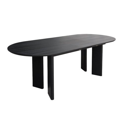 Table à manger oblongue extensible bois d'hévéa et placage chêne 6-8 ...