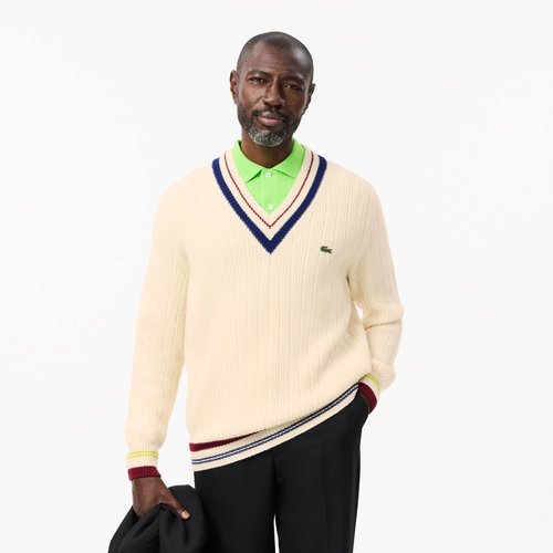 Pull inspiration tennis en laine cardee beige r1t Lacoste La Redoute