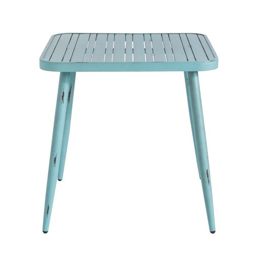 Table de jardin carrée en aluminium bleue 75cm Couleur bleu Signature ...
