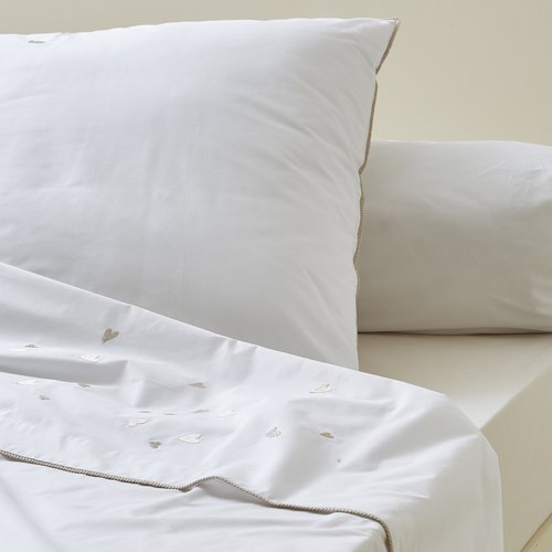 Drap brodé jolis coeurs blanc Sylvie Thiriez | La Redoute