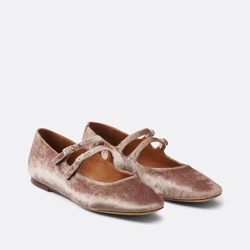 Fluwelen ballerina n°128 roze Rivecour | La Redoute