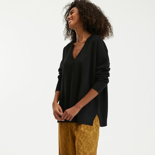 Schwarzer pullover v ausschnitt damen | La Redoute