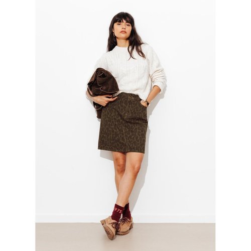 Jupe courte léopard imprimé kaki Promod | La Redoute