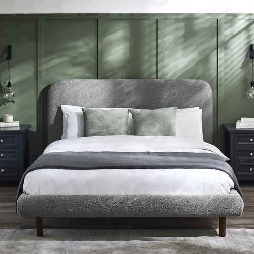 Aalya textured boucle bed with curved headboard grey So home La Redoute