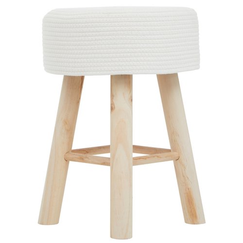 Boho cotton rope dining stool with wood legs white So home La Redoute