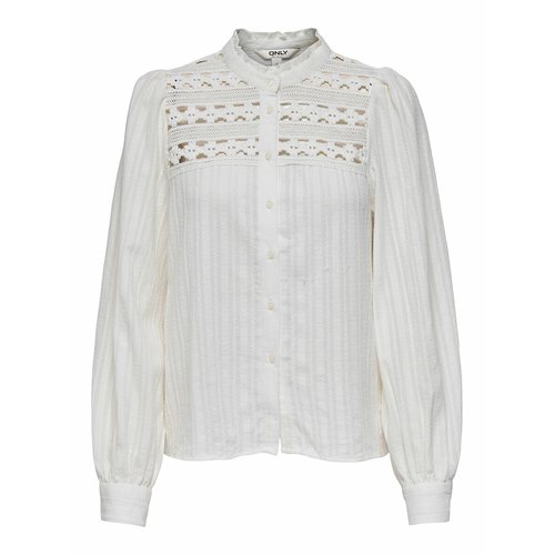 Embroidered high neck blouse, white, Only | La Redoute