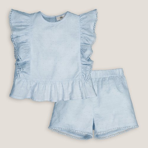 Completo da 2 pezzi camicetta e shorts in plumetis blu La Redoute ...