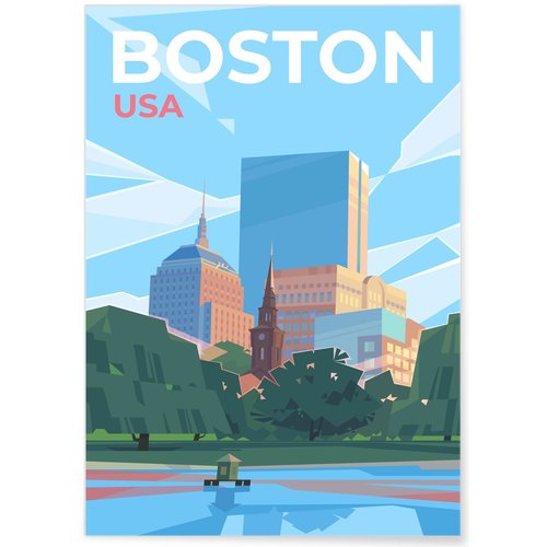Affiche ville boston Couleur blanc L'afficherie | La Redoute