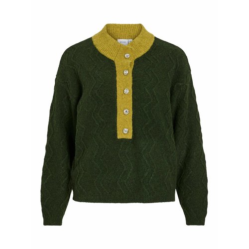 Two-tone button-down jumper, khaki, Vila | La Redoute