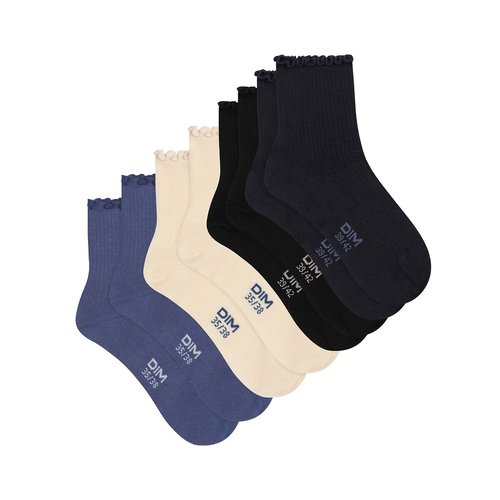 Pack of 4 pairs of crew socks, navy+black+blue+cream, Dim | La Redoute