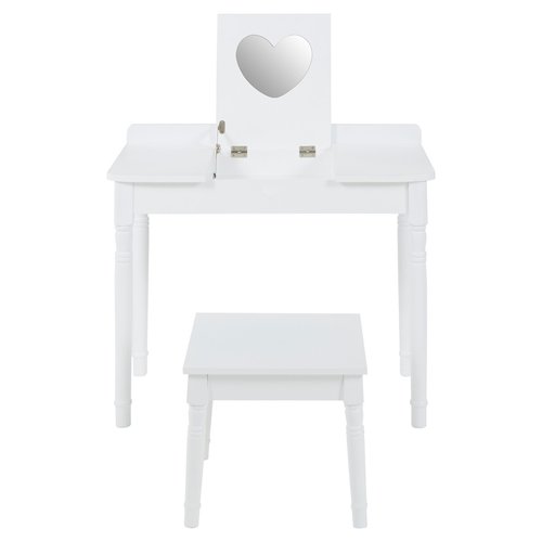 Children s dressing table with love heart mirror white So home La Redoute
