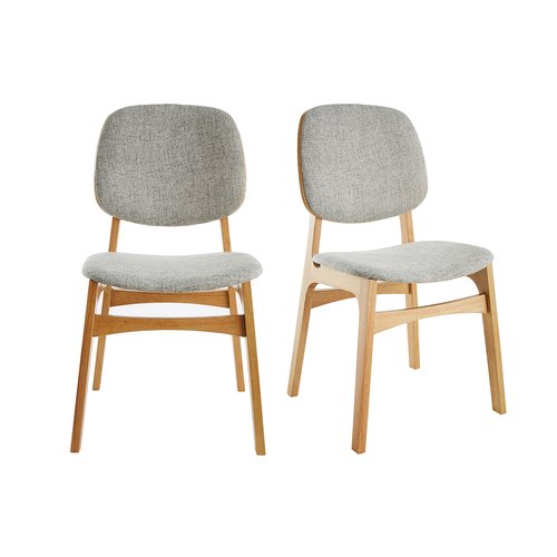 Chaises vintage en tissu pieds bois (lot de 2) soquette Couleur gris ...