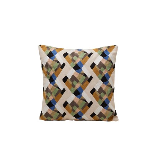 Housse de coussin en motif graphique brodé en point de chainette youri ...