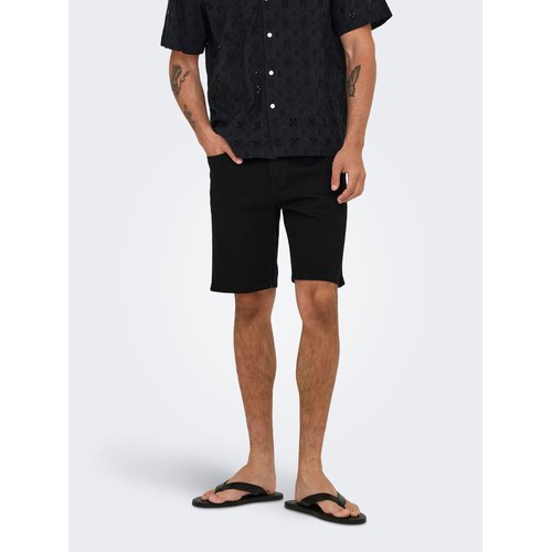 Short en denim onsweft regular fit shorts black denim Only & Sons | La ...