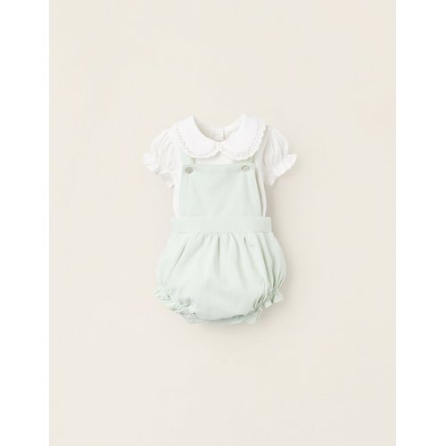 Body + combi-short en piqué avec volants vert clair Zippy | La Redoute
