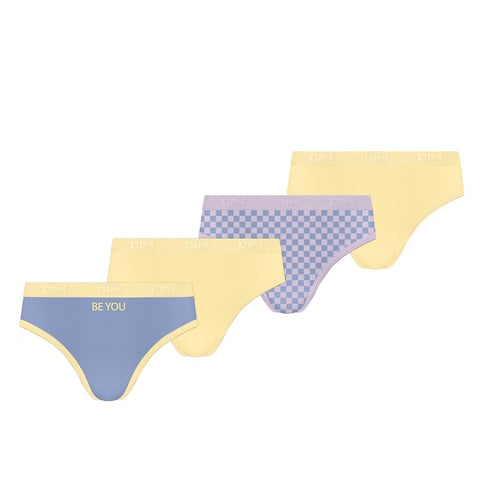 Pack of 4 pocket cotton briefs, blue + yellow, Dim | La Redoute