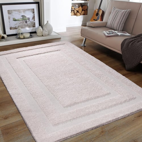 Tapis salon et chambre tissé motif faux uni koula Couleur beige Un ...
