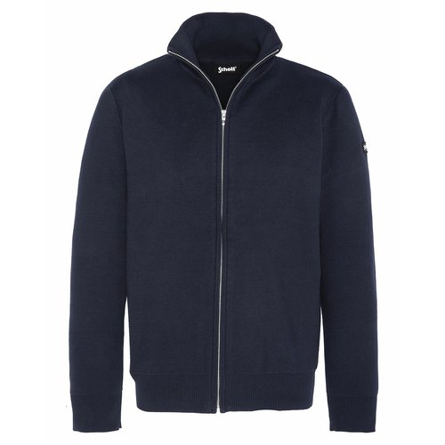 Pull zippé kern 2 col montant Schott bleu marine | La Redoute