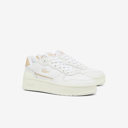 White lacoste leather trainers store