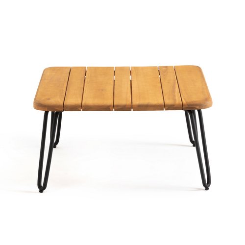 Spritz acacia garden coffee table wood with black metal feet La Redoute Interieurs La Redoute