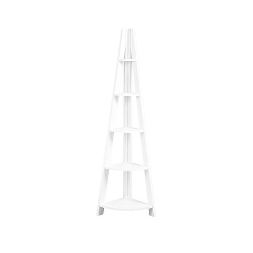 White corner ladder shelf store