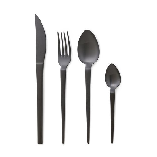 Oslo 16-piece matte black stainless steel cutlery set, matt black, Am ...