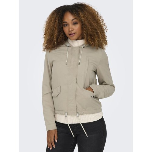 Hooded parka, light taupe, Only | La Redoute