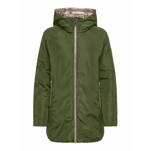 Reversible hooded parka, khaki green, Only | La Redoute