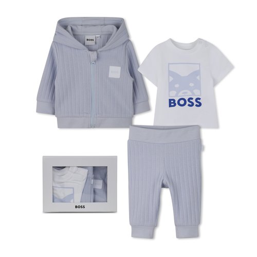 Ensemble cardigan, pantalon et t-shirt ciel Boss Kidswear | La Redoute