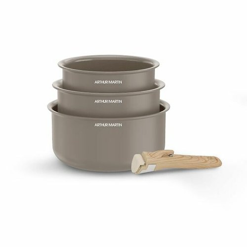 Set of 3 pans with removable handle, taupe, Arthur Martin | La Redoute