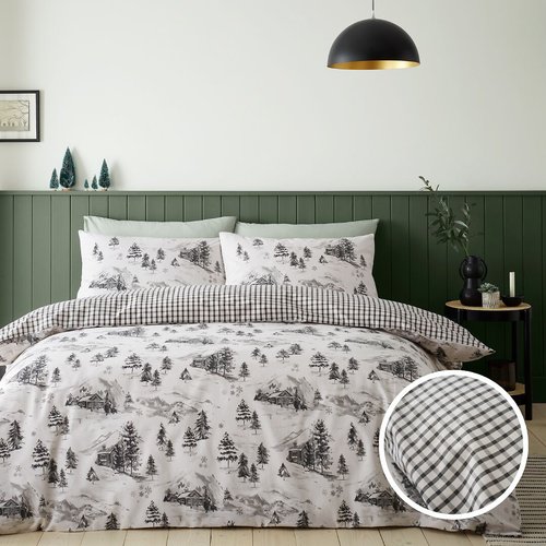 Brushed alpine village 100 cotton duvet cover and pillowcase set natural Catherine Lansfield La Redoute