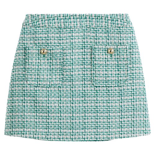 Mini-jupe en tweed vert/blanc La Redoute Collections | La Redoute
