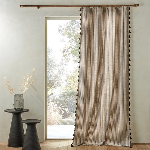 Black pom pom curtains store