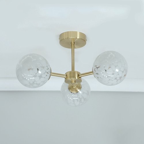 Indie 3-light confetti glass ceiling light, gold-coloured, So'home | La ...
