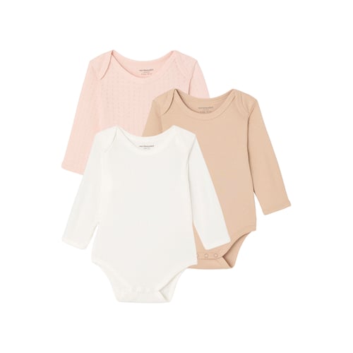 Lot de 3 bodies naissance en maille pointelle et interlock écru ...