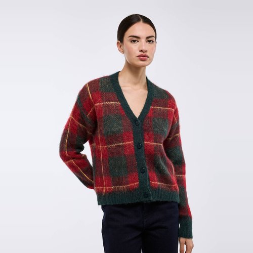 Cardigan manches longues à carreaux velours Monoprix | La Redoute