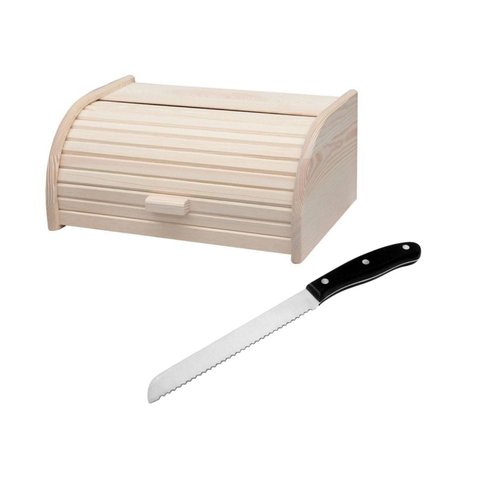 Set de 2 ustensiles pour le pain avec huche bois|noir|inox Fackelmann ...