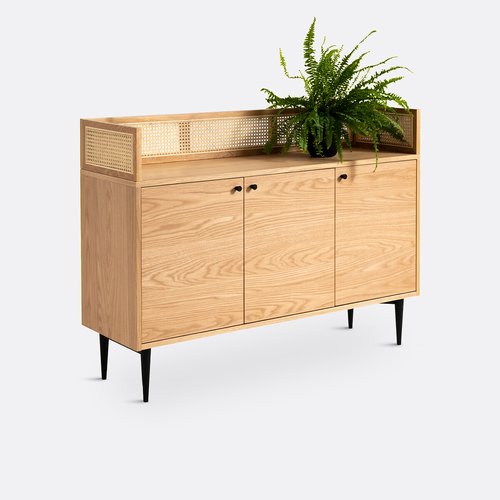 Noya oak rattan cane sideboard oak La Redoute Interieurs La Redoute
