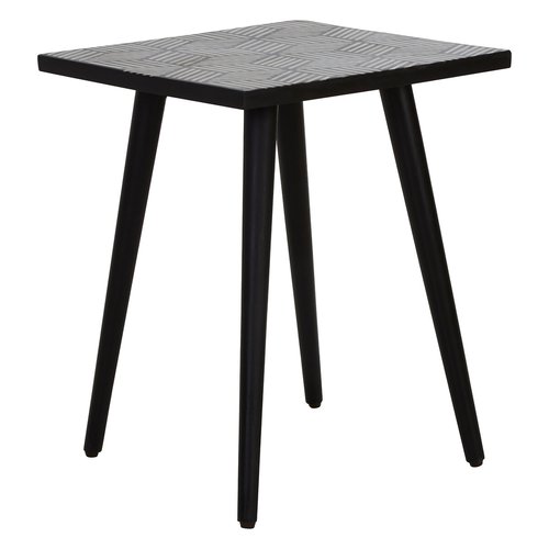 Tajiri geometric wood and bone inlay side table, black, Fifty Five ...
