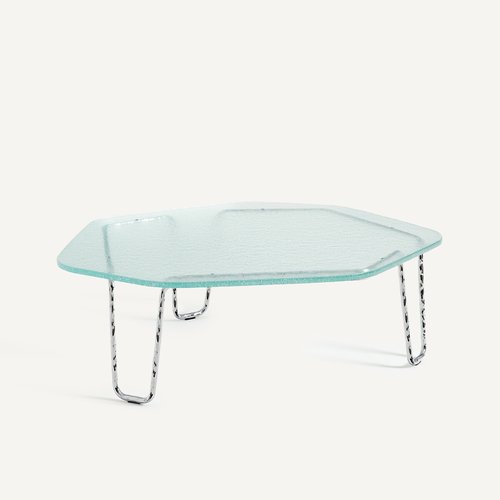 Oasis coffee table in glass and iron, h33cm, transparent, Otto Studio ...