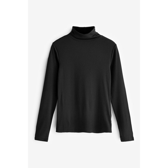 Haut côtelé à manches longues et col roulé noir Next | La Redoute
