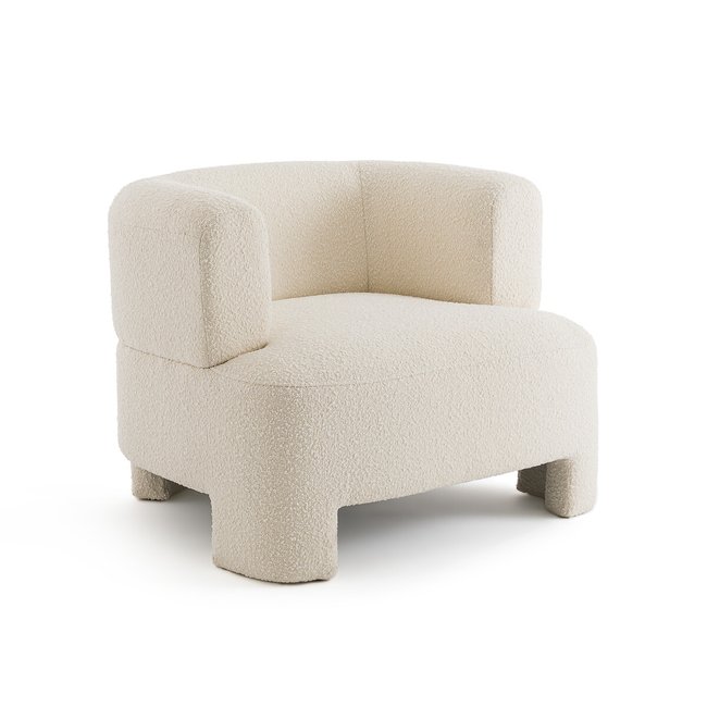 Fauteuil grand modèle tissu bouclette, darrel Couleur ecru Am.Pm | La ...