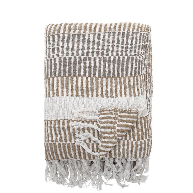 Plaid rayures coton recyclé isnel beige Bloomingville | La Redoute