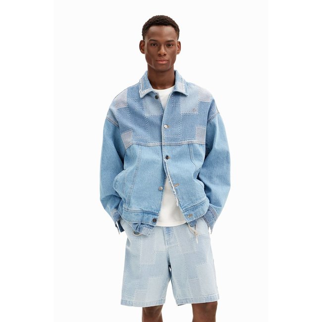 Veste jean patchwork bleu Desigual | La Redoute