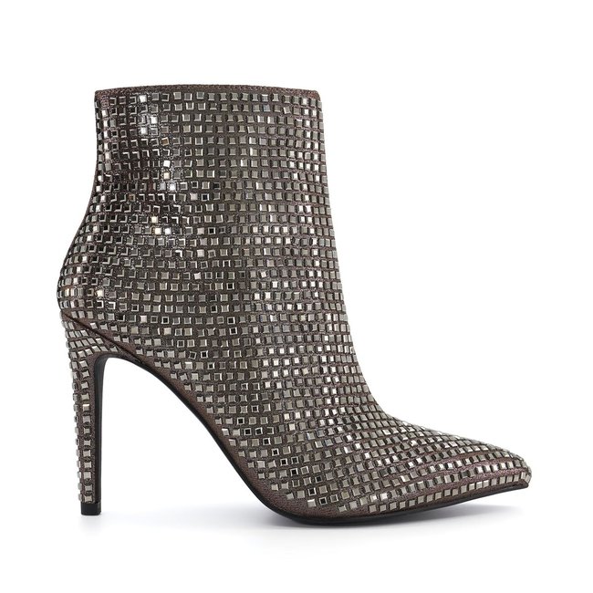 Bottines à strass et talons aiguilles - oncores étain tissu Dune London ...