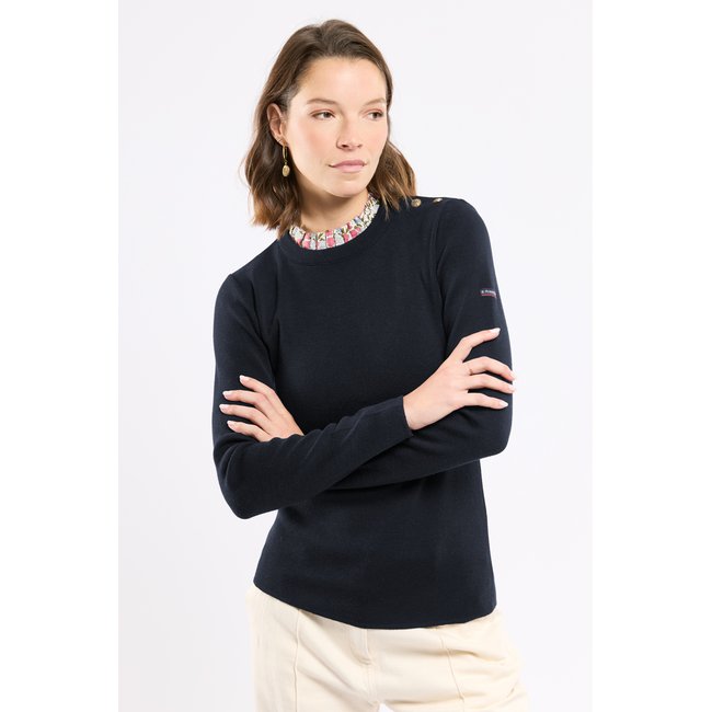 Pull marin col fleuri - laine mérinos rich navy Armor-Lux | La Redoute